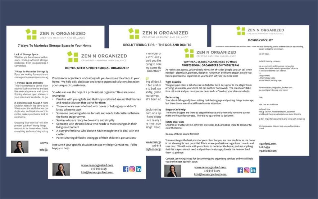 Free Organizing Tip Sheets | Zen N Organized